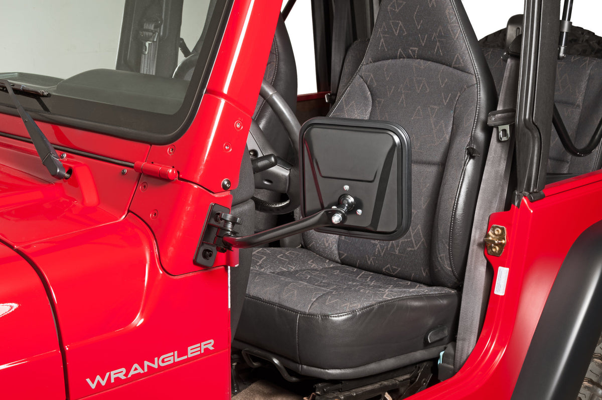TACTIK Quick Release Side Mirrors - Square Mirrors for 97-18 Jeep Wran ...