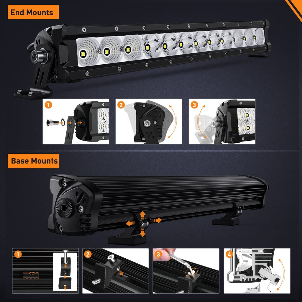 20" 75W 9000LM Osram P8/5W Chips Slim Spot/Flood LED Light Bar ...