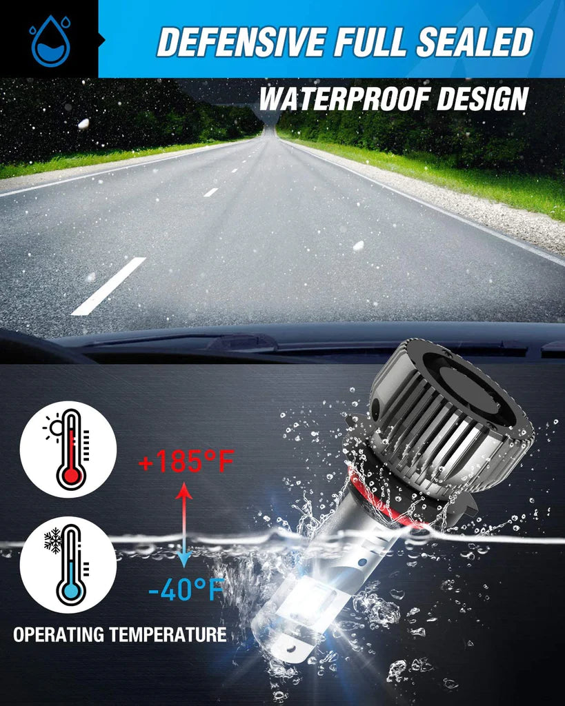 E30 9005/HB3 70W 14000LM 6500K IP67 LED Headlight Bulbs (Pairs ...