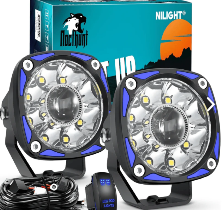 4.5" 2LED 30W Square Flood Built-in EMC LED Pod Lights (Pair) 1800LM ...